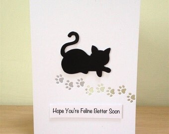 Cat get well card | Etsy