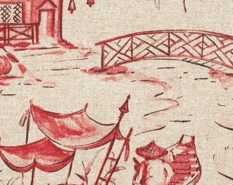 Red toile valance | Etsy