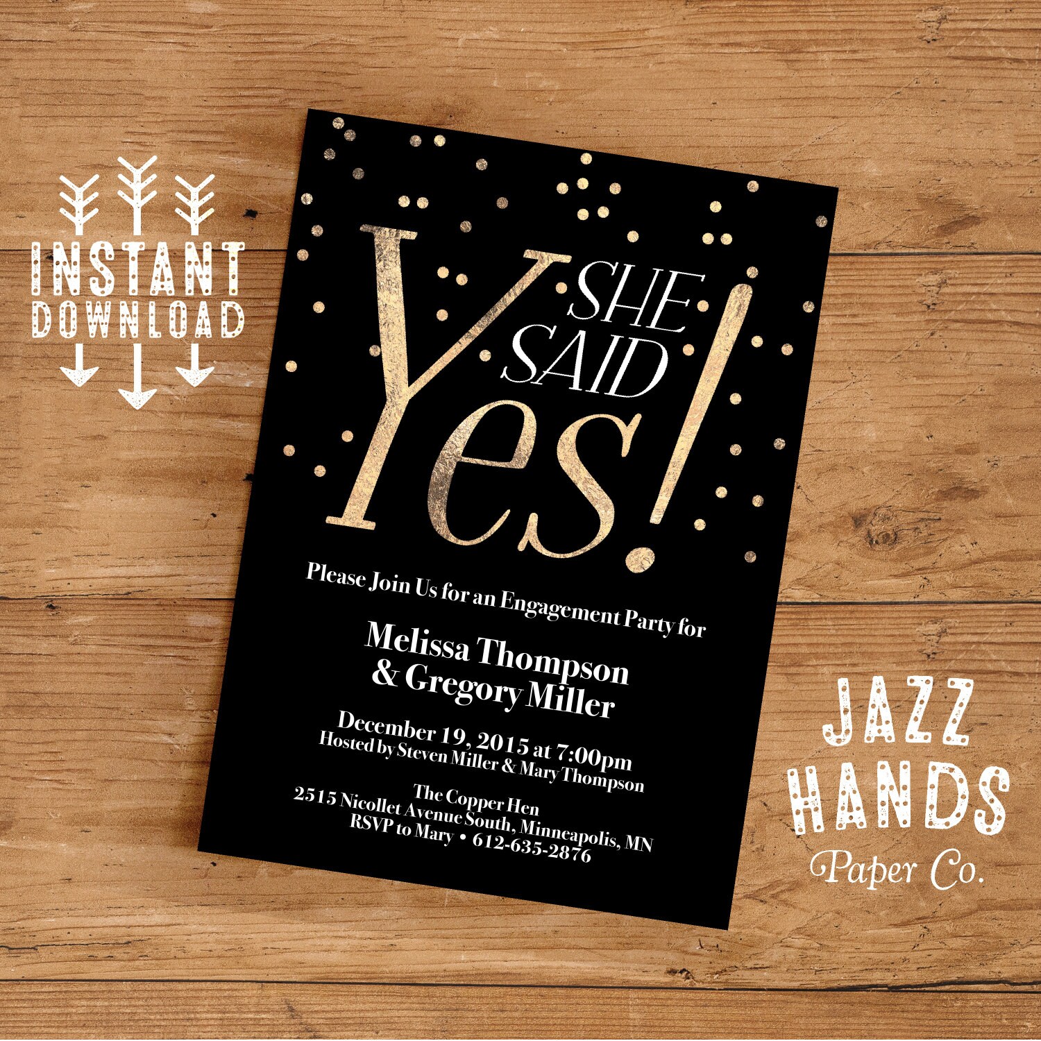 Printable Engagement Party Invitation Template DIY