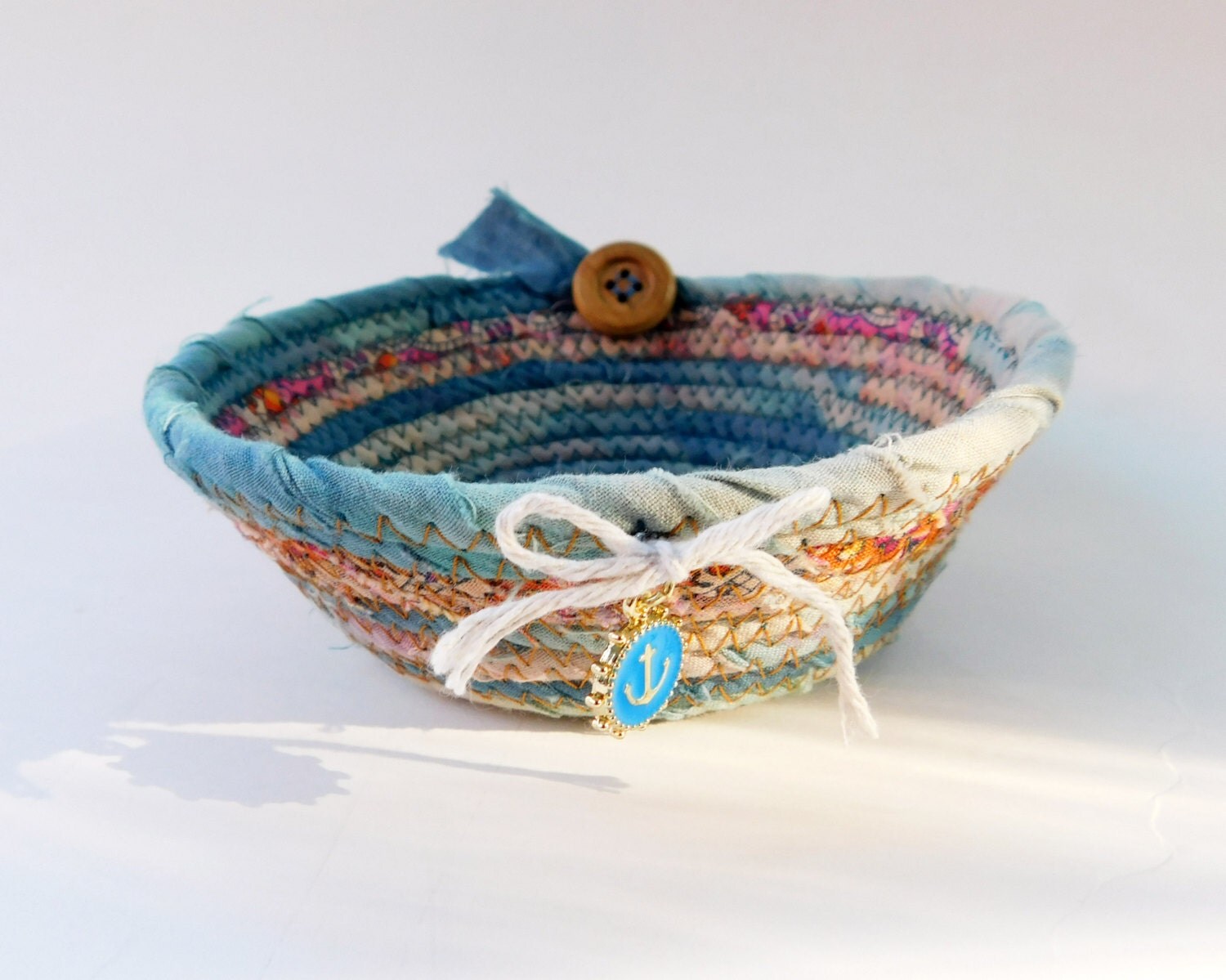 Anchor Basket Coiled Basket Fabric Basket Nautical Decor