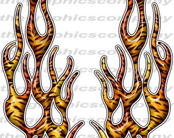 Red White Blue Flames 12 Decal Stickers Graphics 3M