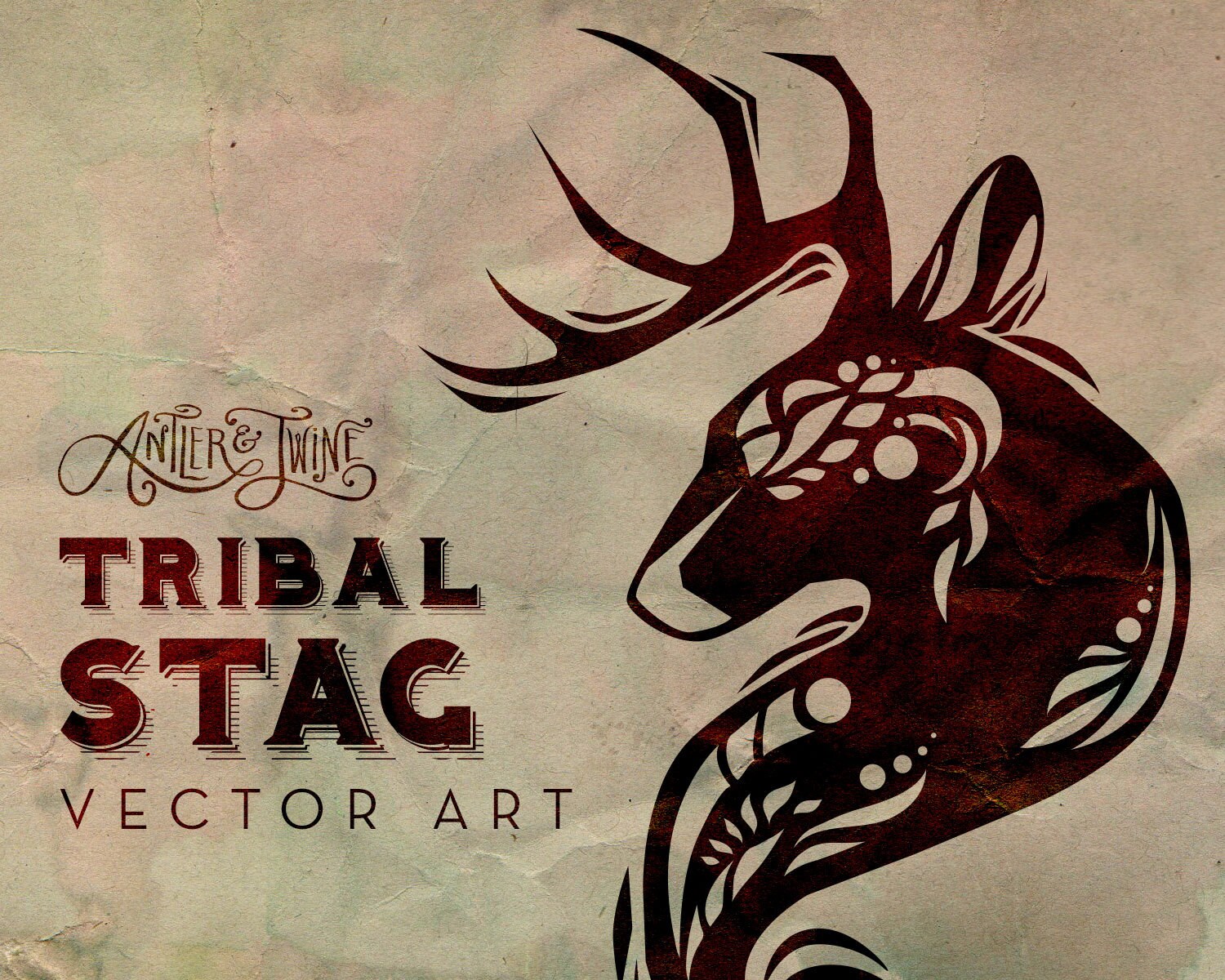 Tribal Stag Vector Art INSTANT DOWNLOAD Clipart Deer
