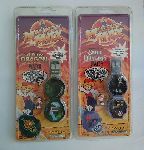 Vintage Mighty Max Digital Watches Skull Dungeon /Doom Dragon