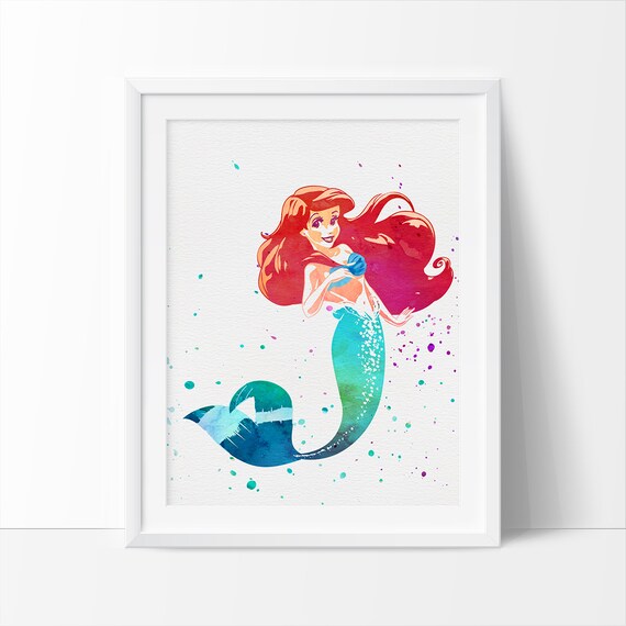 Ariel Print Little Mermaid Ariel Watercolor Art Disney