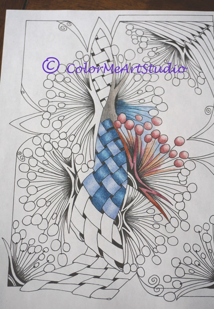 Zentangle Inspired Coloring Page Free Form Art by ColorMeArtStudio