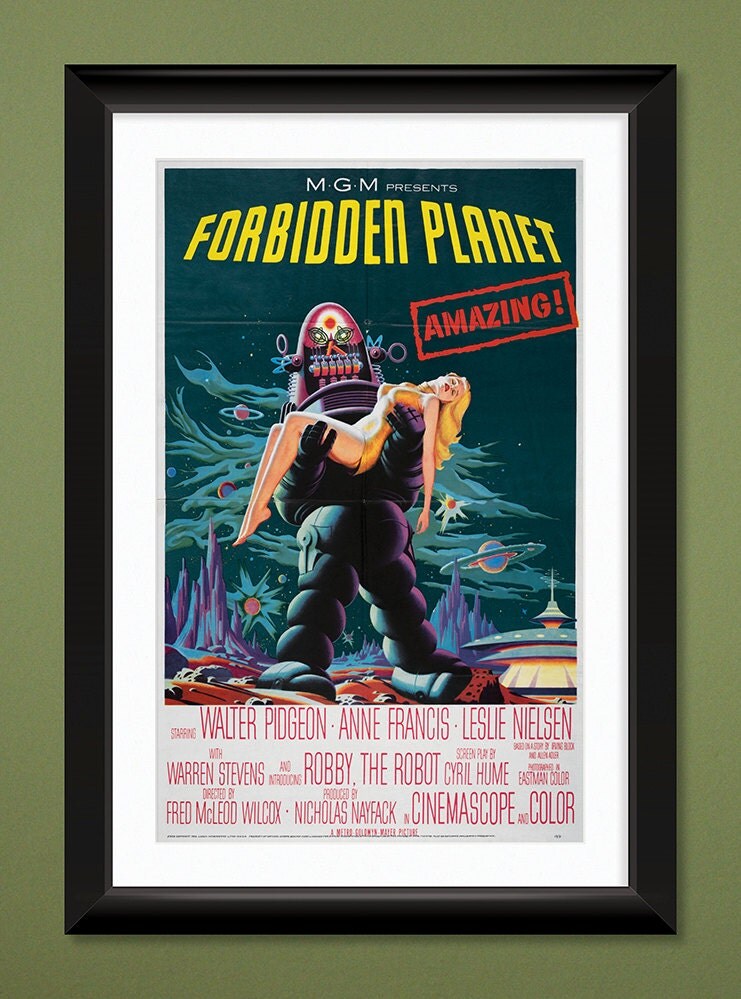 Vintage Movie Poster Forbidden Planet 1956 12x18
