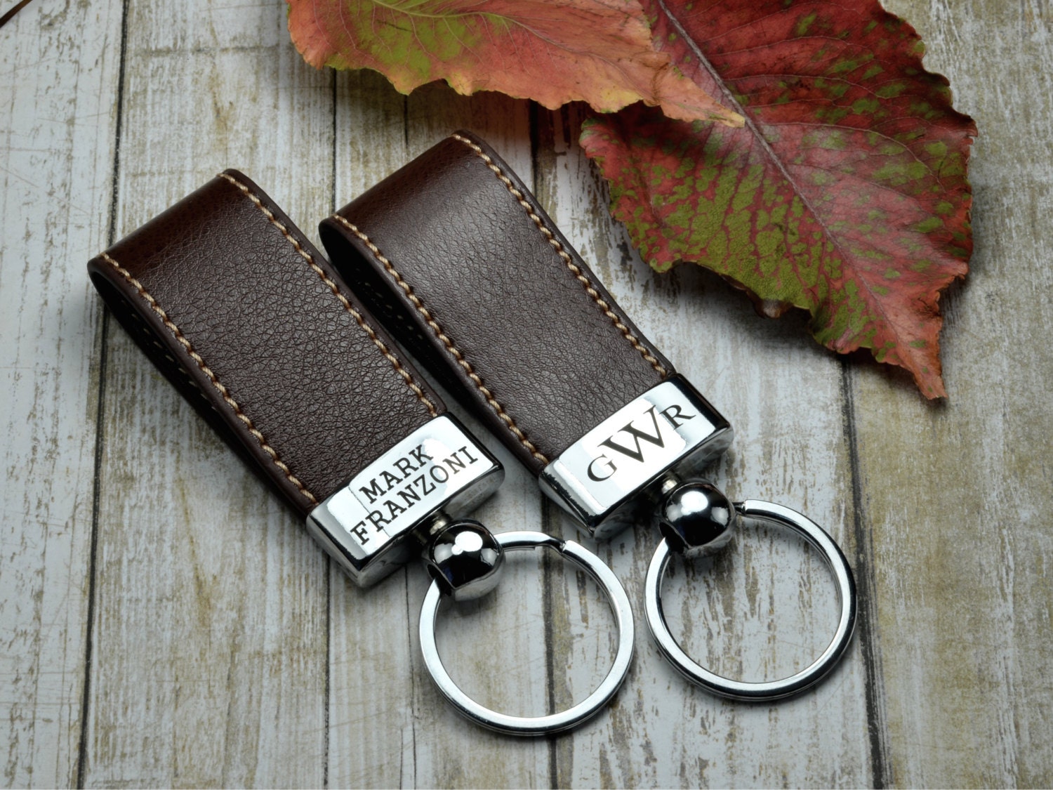Personalized Leather Key Chain Monogrammed Groomsmen Gift