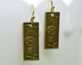 Dollar bill earrings | Etsy