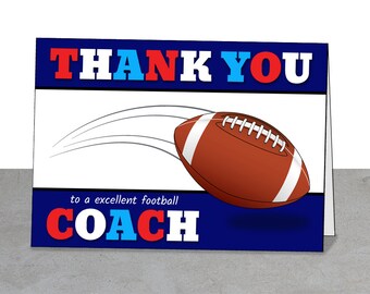 Football Thank You Card Football Printable Coach Gifts