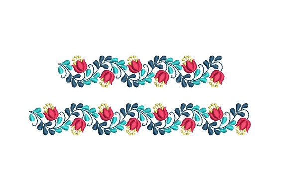 Guarda de flores matriz de bordado a máquina estilo Folk. 2