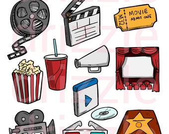 Movie time clipart | Etsy