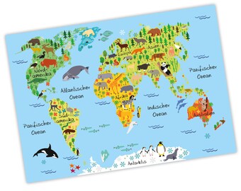 Childrens world map | Etsy