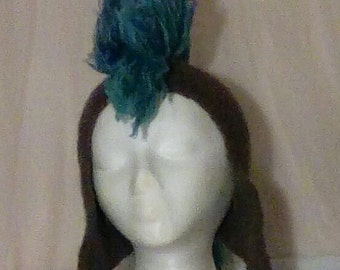 Items similar to Orange & Electric Blue Mohawk Wig - Coloured Stars ...