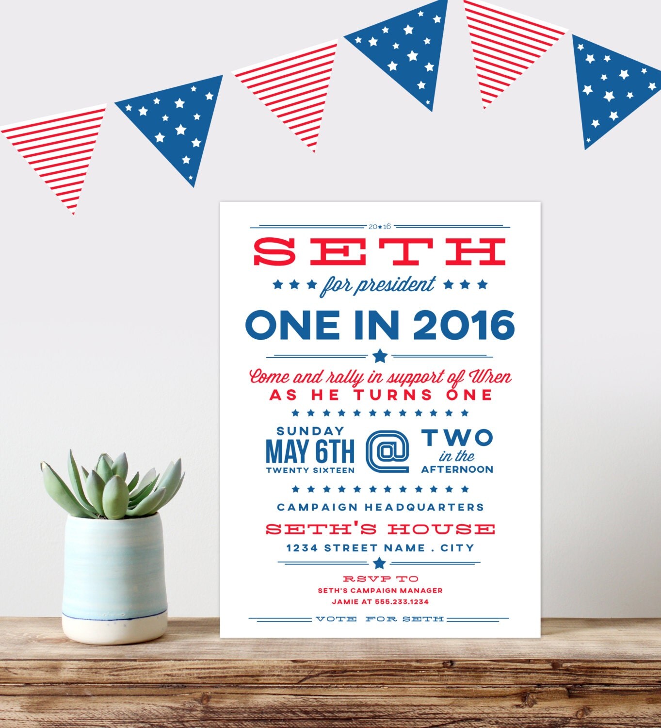 presidential campaign birthday party invitation childrens