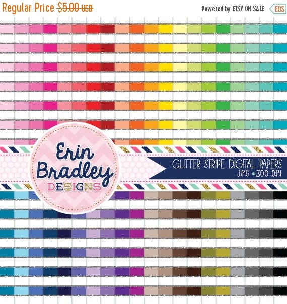 SALE Silver Glitter Stripes Digital Paper by ErinBradleyDesigns