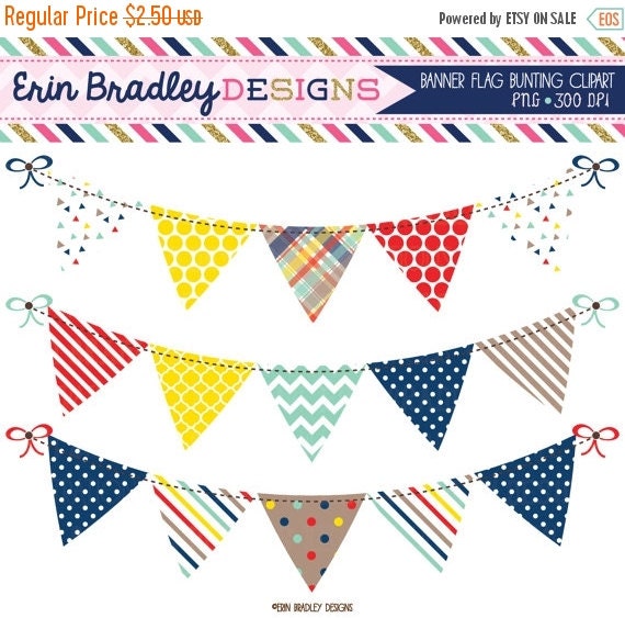 SALE Craft Bunting Clipart Banner Flag by ErinBradleyDesigns