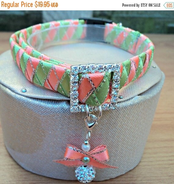 ON SALE Large Cat Collar 1/2" wide with High Fashion Shamballa Bead Charm