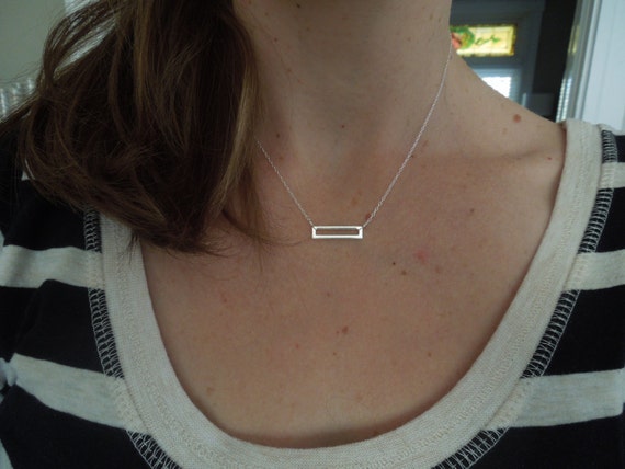 simple silver necklace sterling silver necklace rectangle