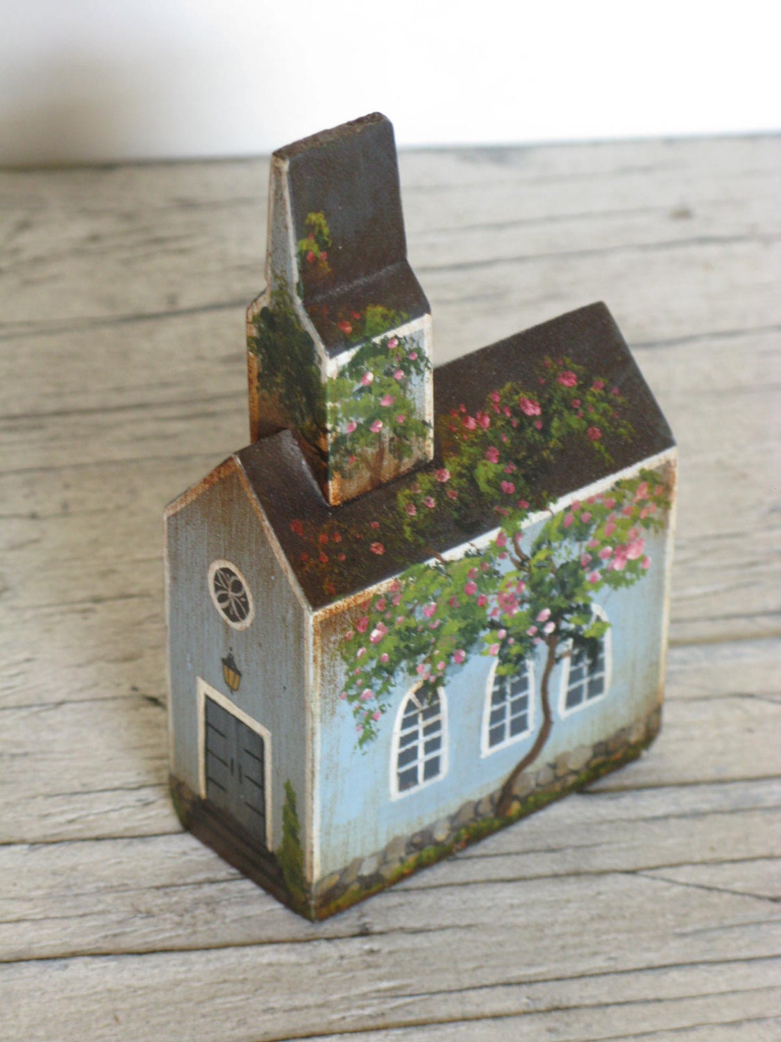 Hand Painted Miniature Wooden Church