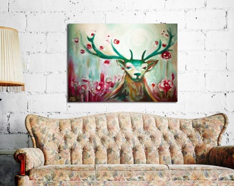Deer painting | Etsy