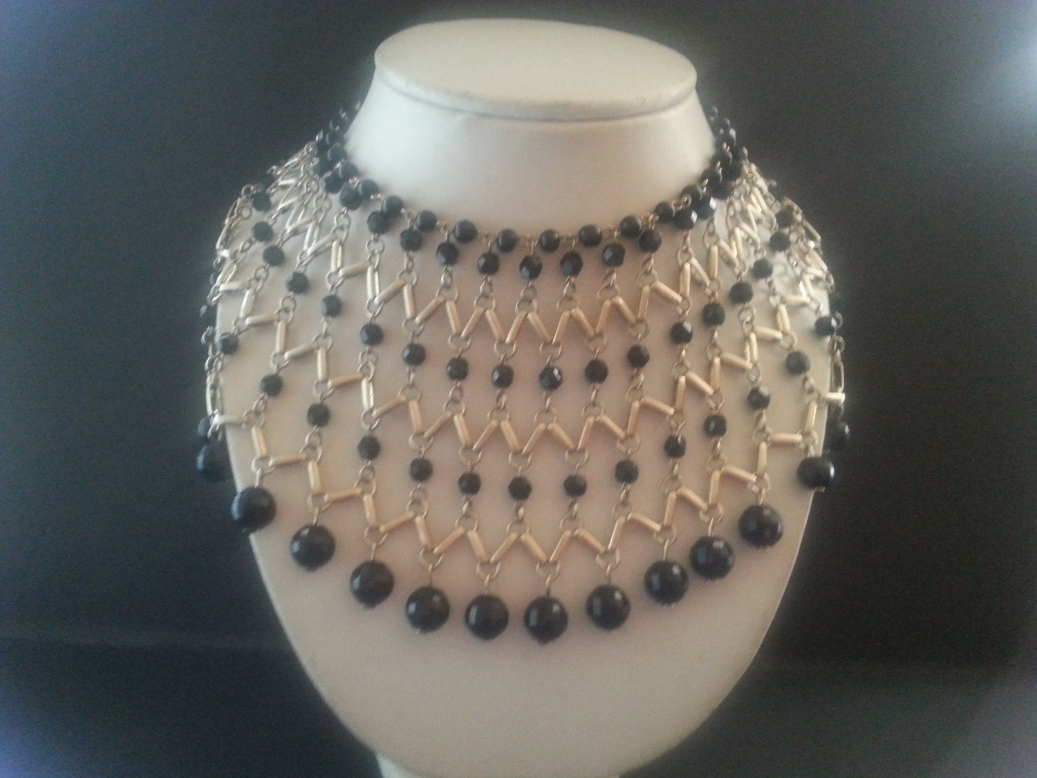 Now On Sale Huge Bib Necklace Vintage Statement by MartiniMermaid