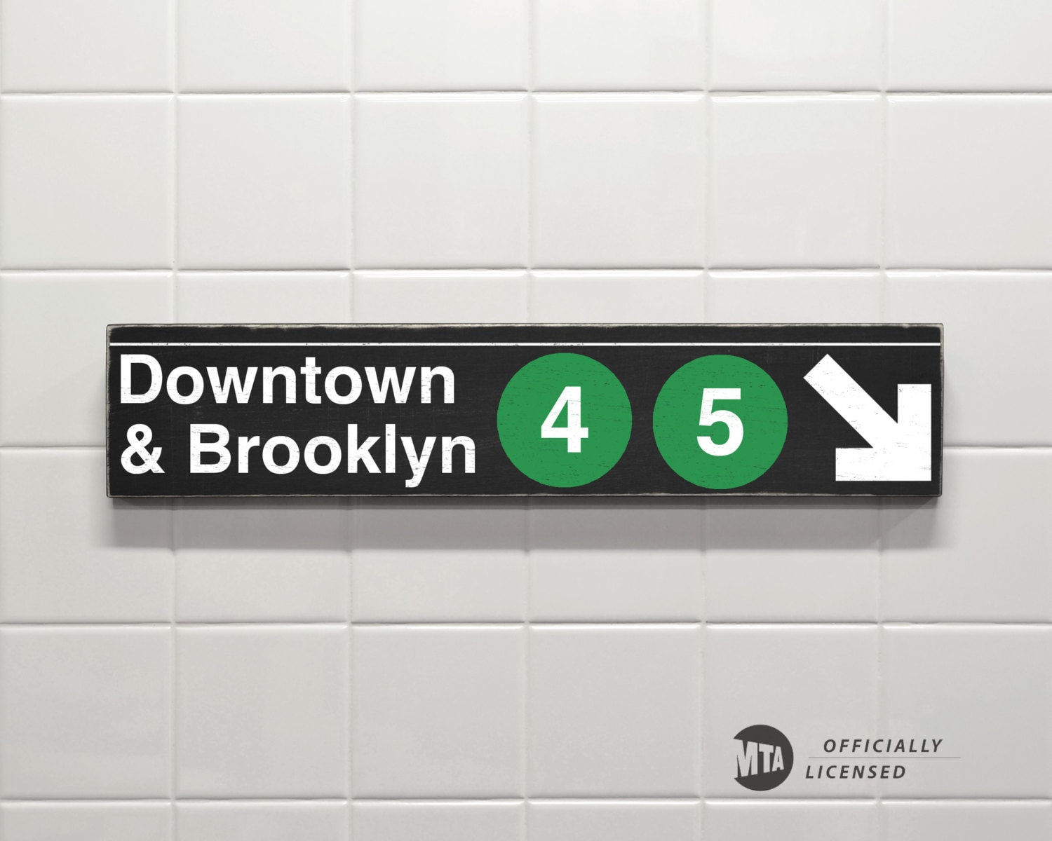Downtown & Brooklyn 4-5 Trains New York City Subway Sign