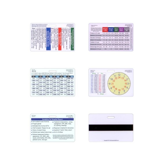 Mini EMT Horizontal Badge Card Set 6 Cards for ID Badge