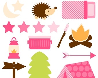 Pink camping clipart | Etsy