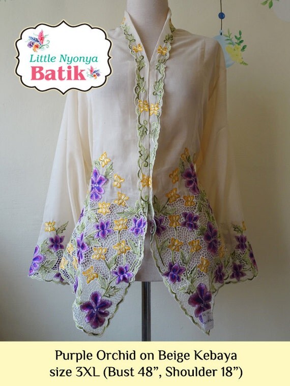 size 3XL: Plus Size Peranakan Kebaya Basic Quality Orchid and