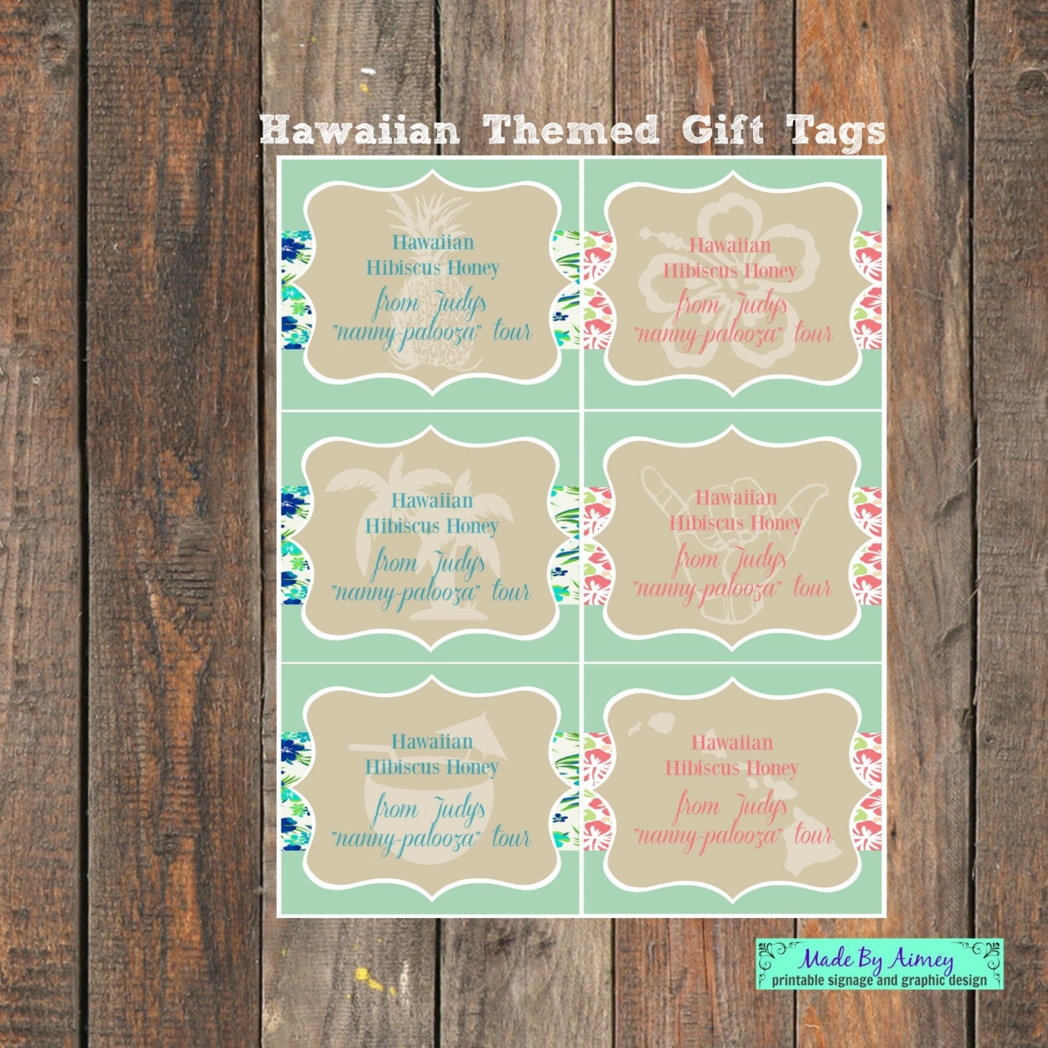 Hawaiian Themed Gift Tags