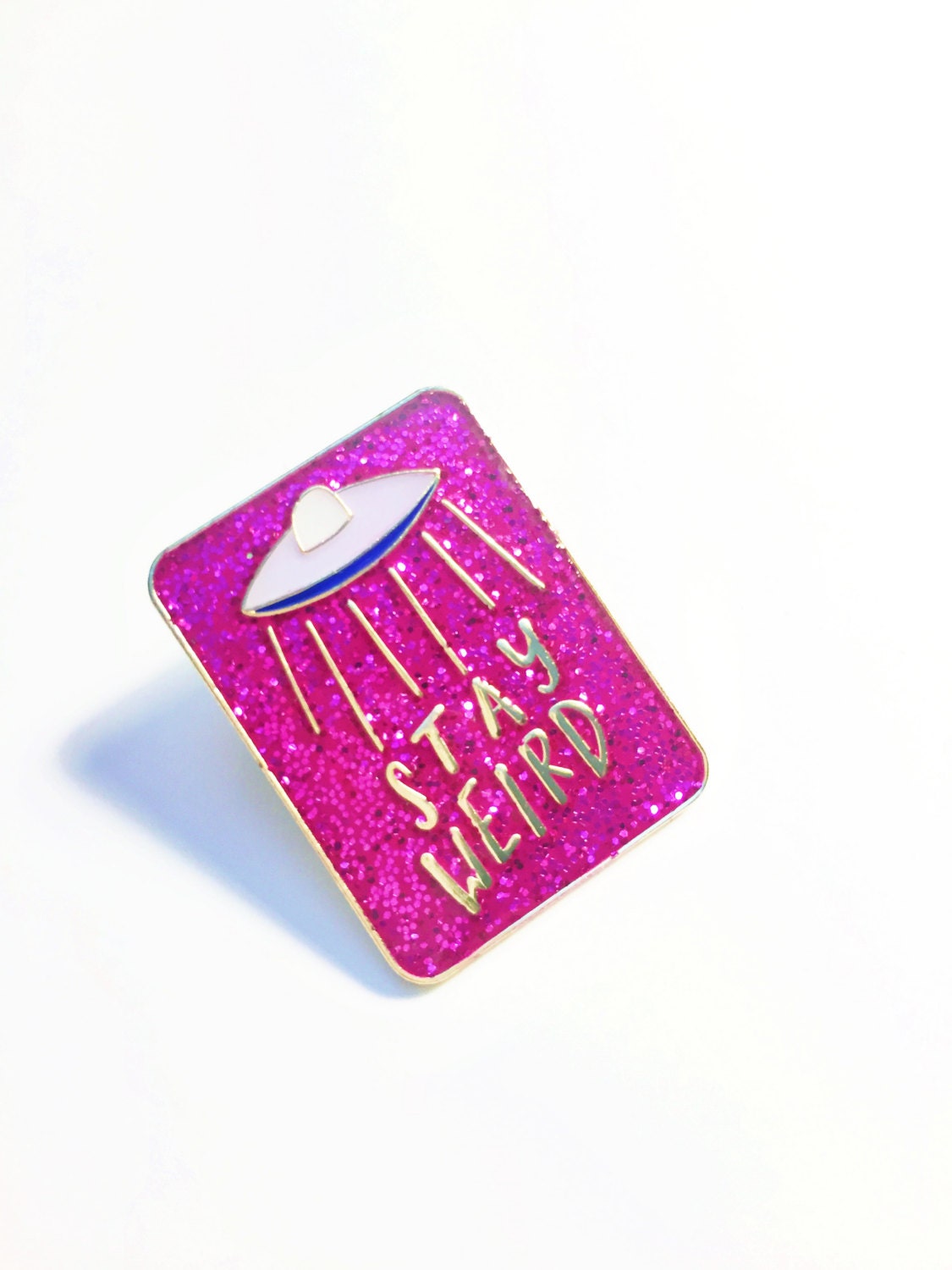 Stay Weird Lapel Pin Enamel Pin 1 25 Pink And Gold