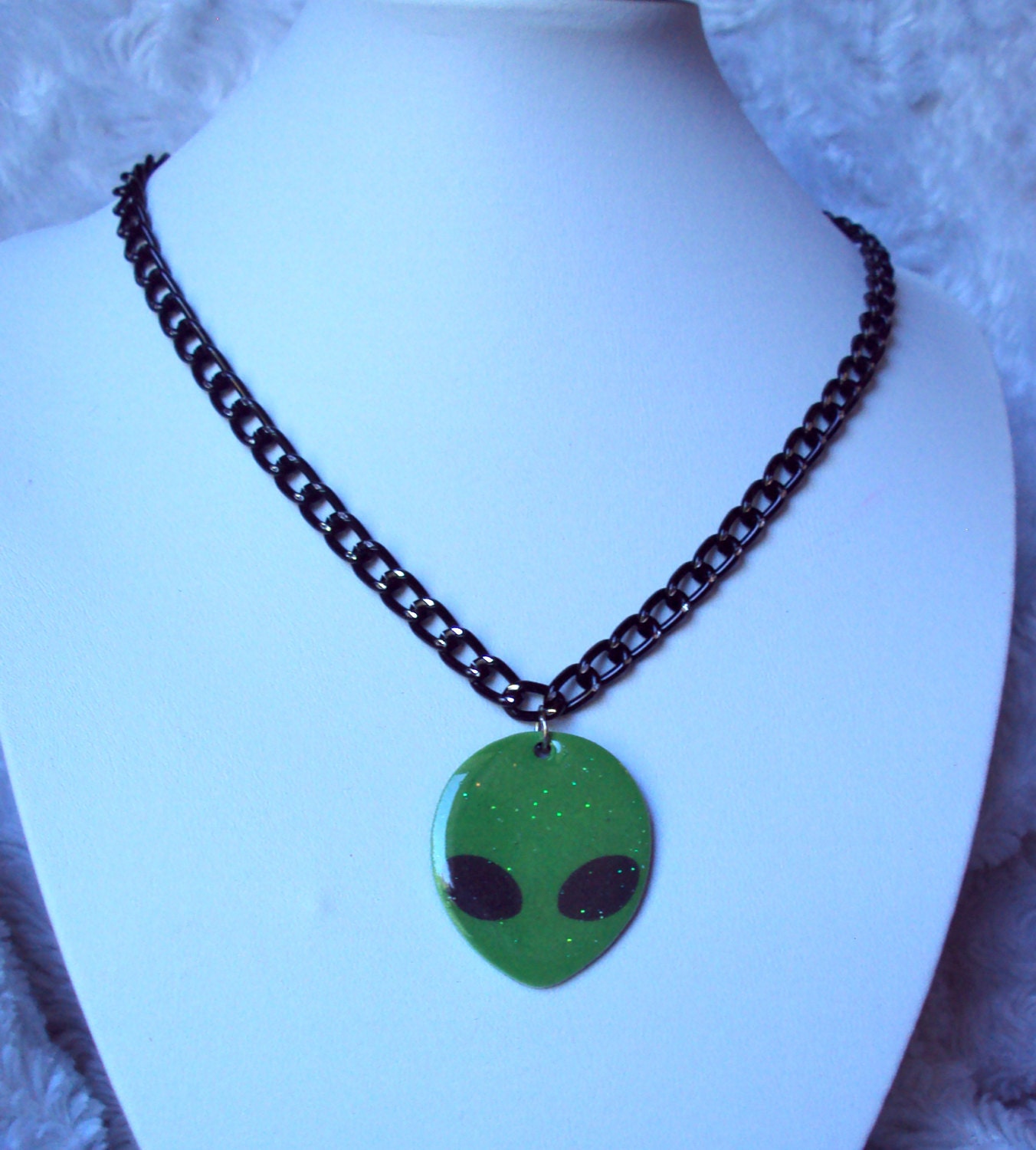 Cute Alien Necklace UFO Outerspace unique creepy strange