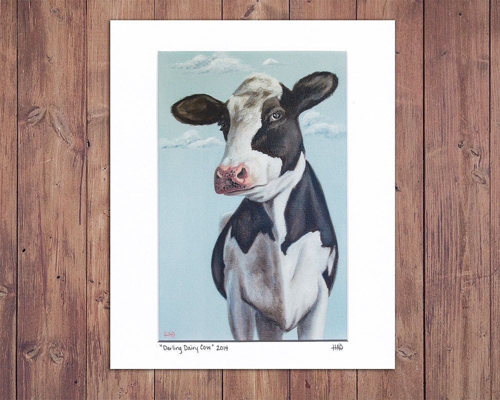 Dairy Cow Art Print 8x10 Farm Decor