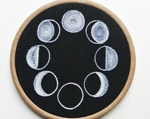 Unique moon embroidery related items | Etsy
