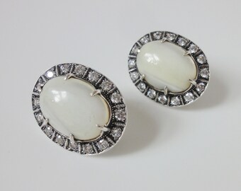 White stone earrings | Etsy