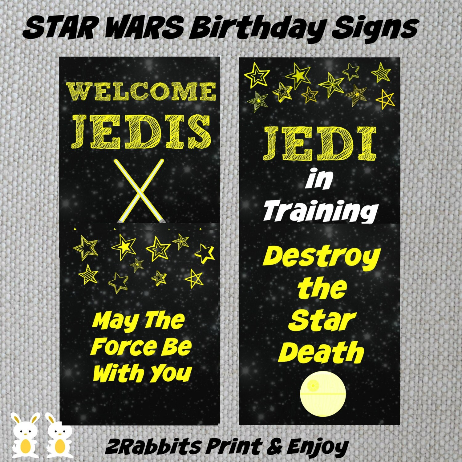 4 Printable STAR WARS Printable Birthday Signs Welcome Jedis