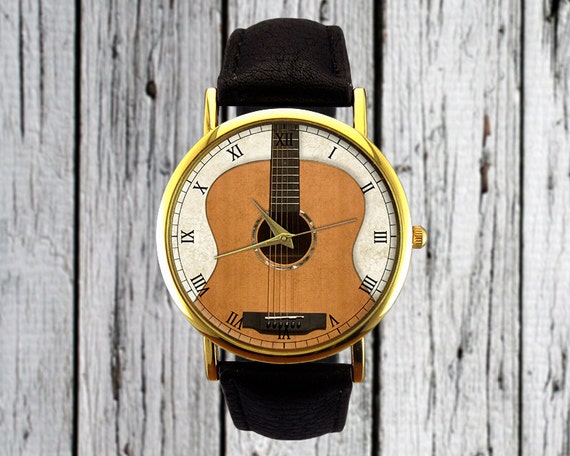 Acoustic Guitar Watch Leather Watch Ladies Watch by RedJuanShop