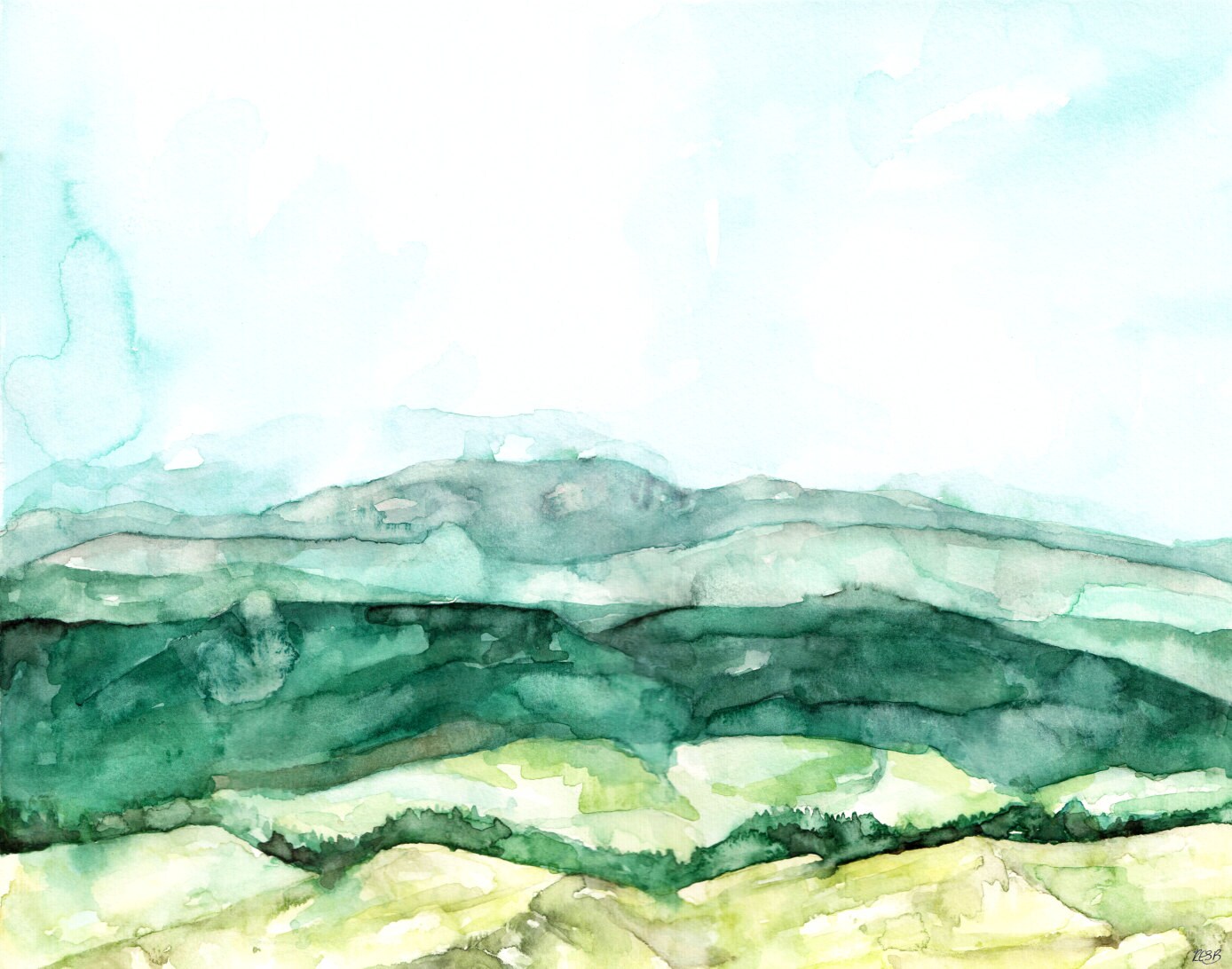 Abstract Hillside Print from Original Watercolor Painting