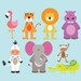 Jungle Animals Clipart & Vector Set Instant Download
