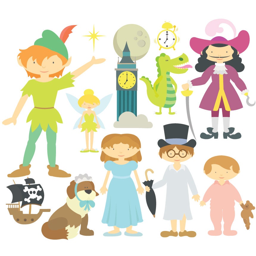 Peter Pan Digital Clipart & Vector Set Instant Download
