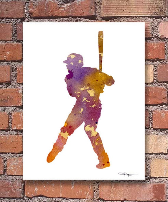 Baseball Art Print Abstract Watercolor Painting Wall Decor