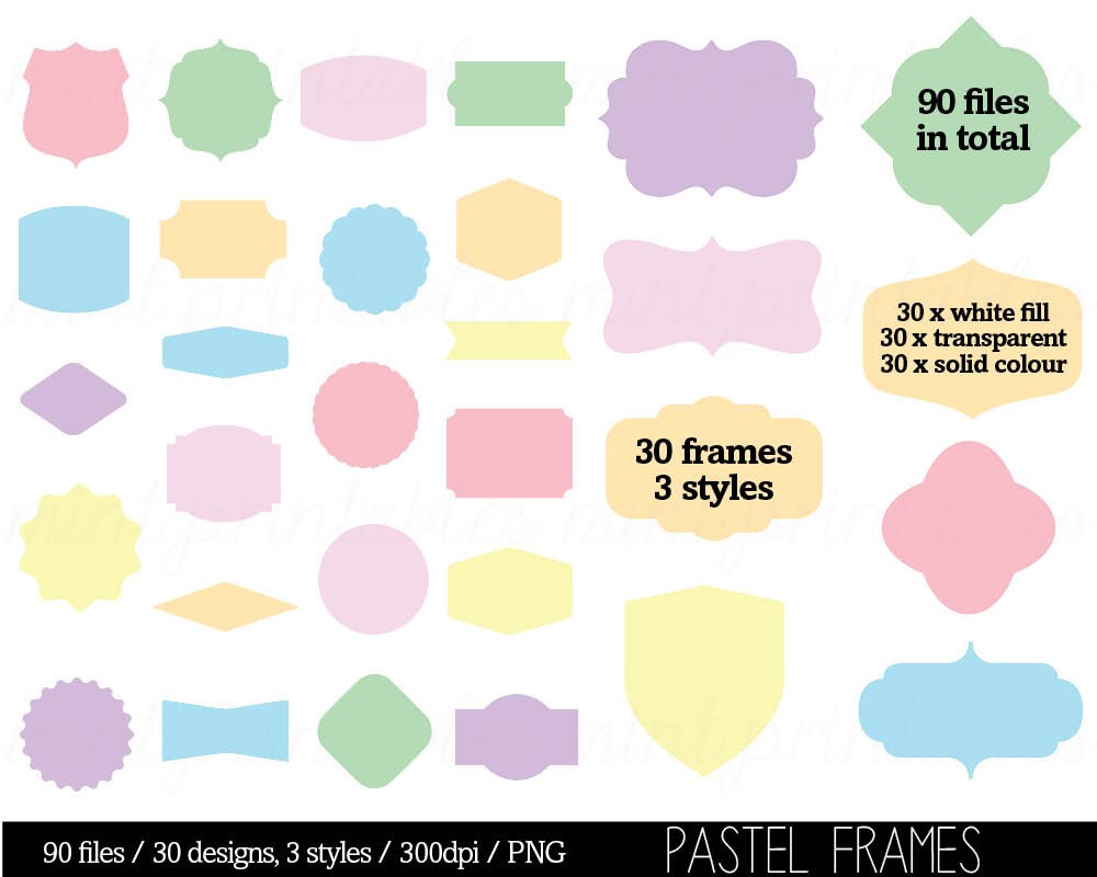 Rainbow pastel Frame Border Clip Art Clipart Colored Coloured