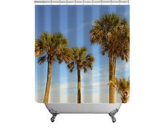 Palm Tree Shower Curtain-Tropical Bath by NaturalLightStudio