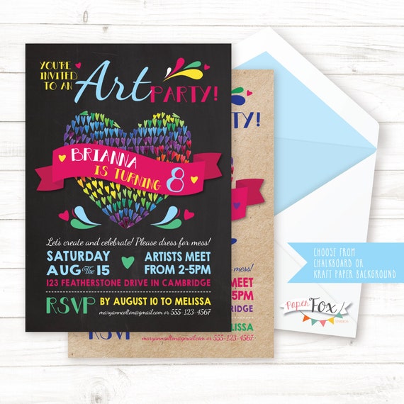 Art Party Invitation // Art Birthday Invitation // Art