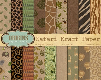Safari digital paper | Etsy