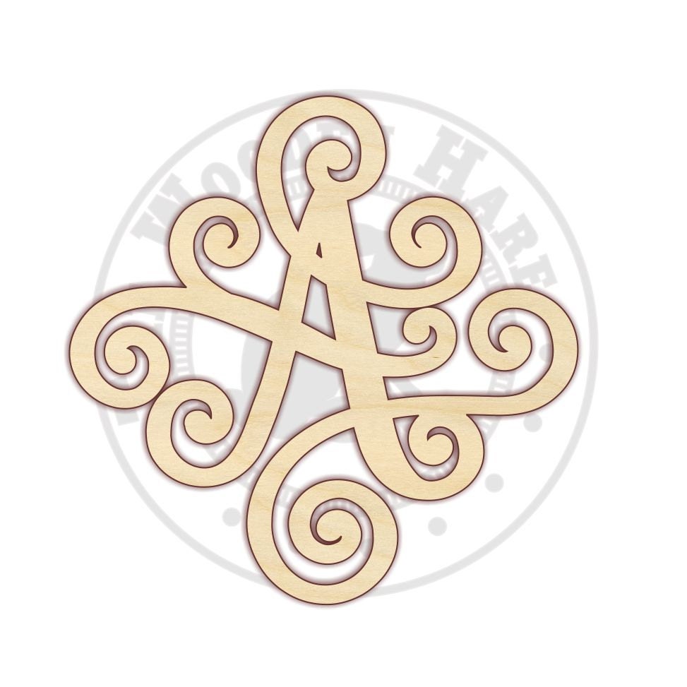 Fancy Scroll Initial Monogram Unfinished Initial by TheWoodenHare