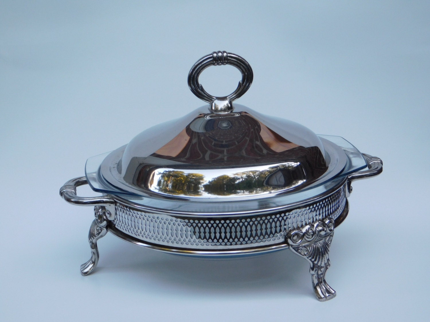 Vintage Ornate Silverplate Chafing Buffet Server Warmer With Marinex ...