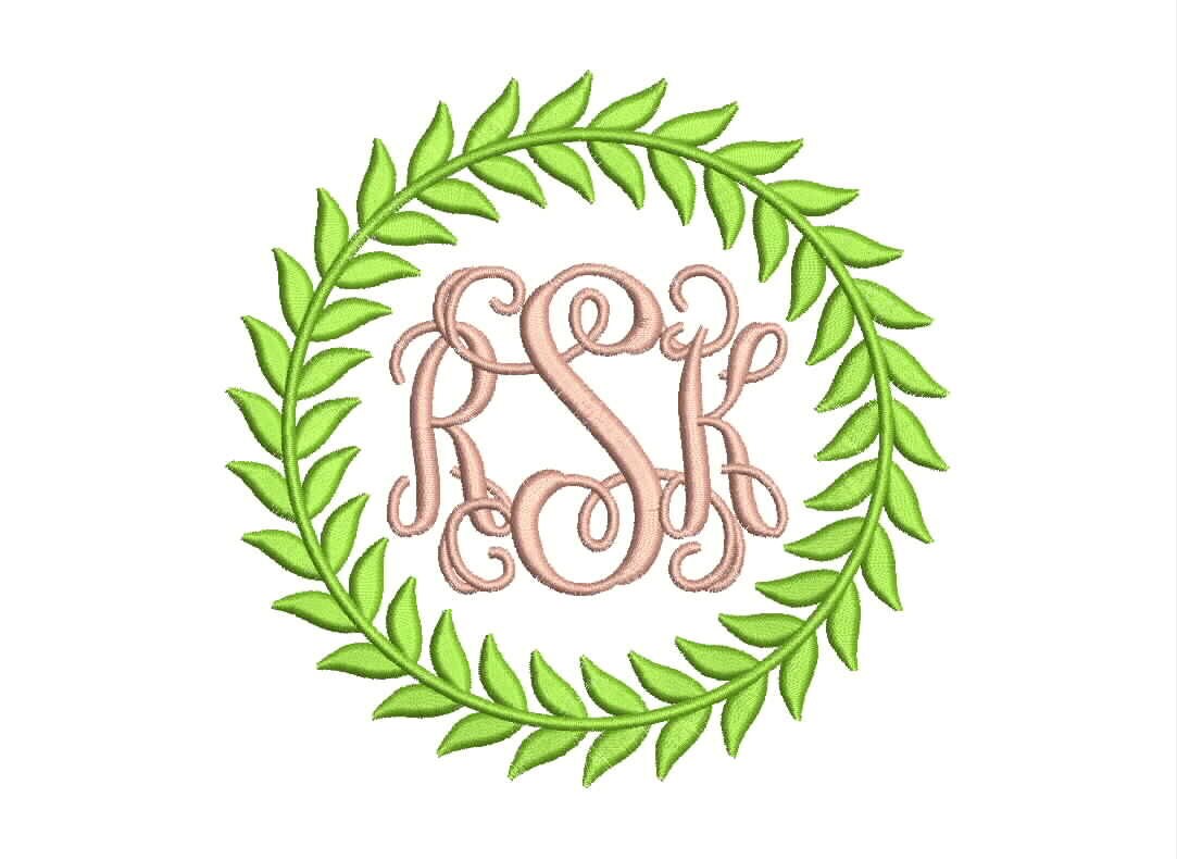 Leaf Monogram Frame Design Monogram Border Style 3 Embroidery