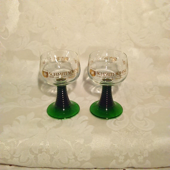 Roemer Glass Green Stemmed German Wine Glasses