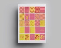 Unique yellow and pink related items | Etsy